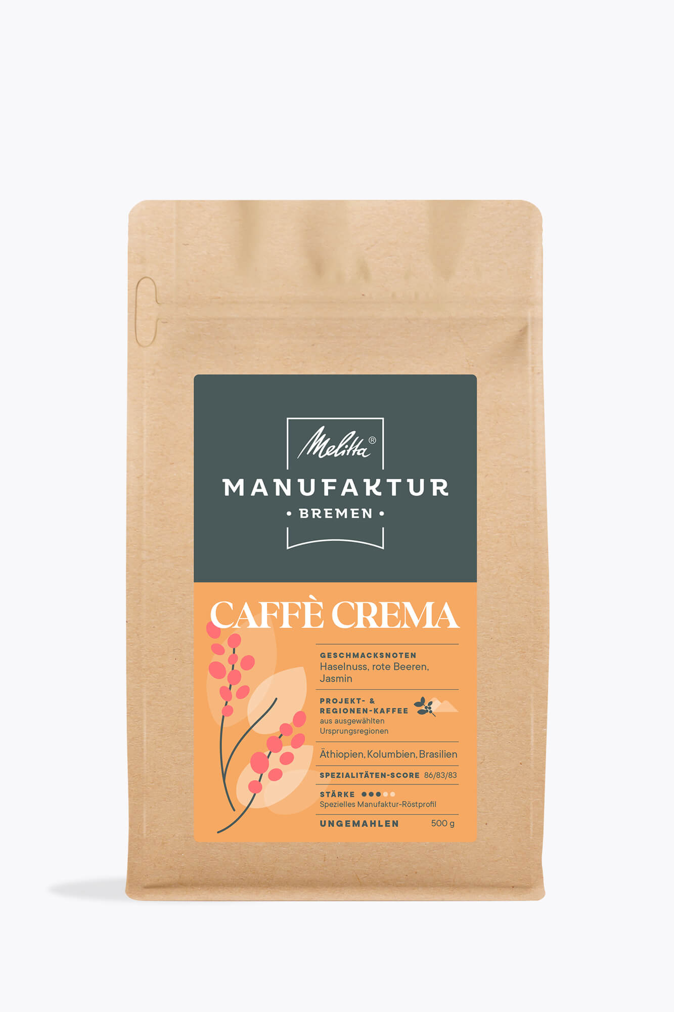 Melitta® Manufaktur Bremen Caffé Crema Projekt- & Regionen-Kaffee 500g ...